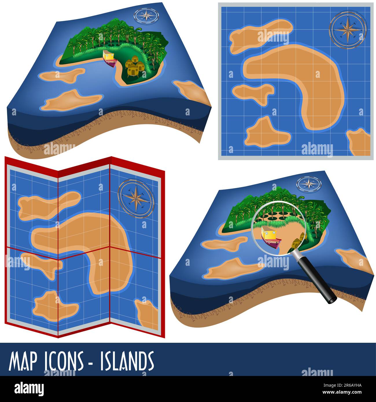 Illustration of four map icons, 3D and flat Stock Vector Image & Art ...