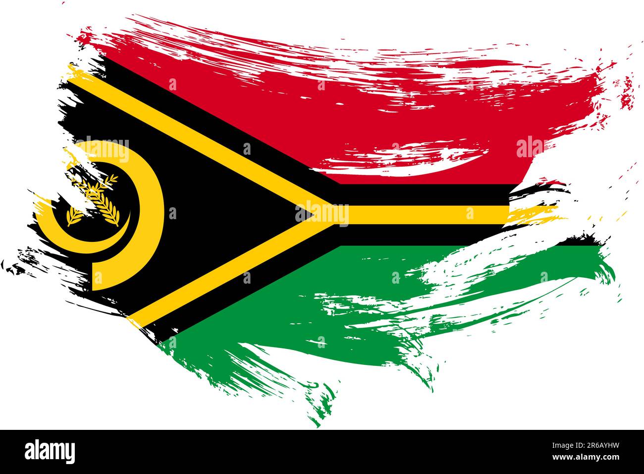 Vanuatu brush stroke flag vector background. Hand drawn grunge style Vanuatuan painted isolated ...