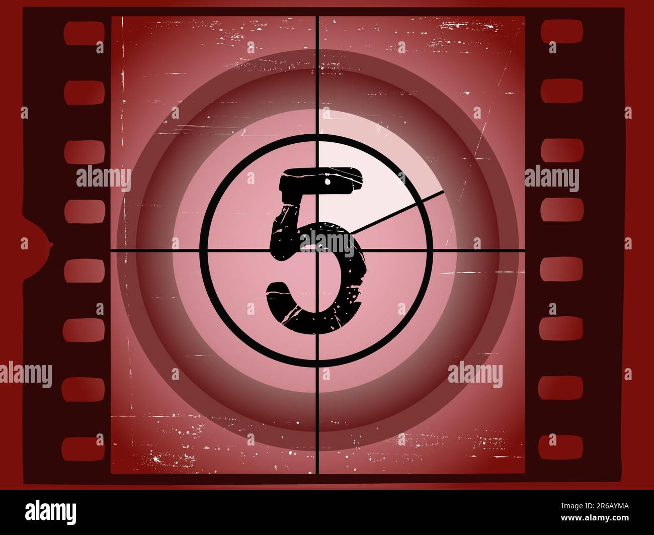 Old Red Scratched Film Countdown at No 5 Stock Vector Image & Art - Alamy