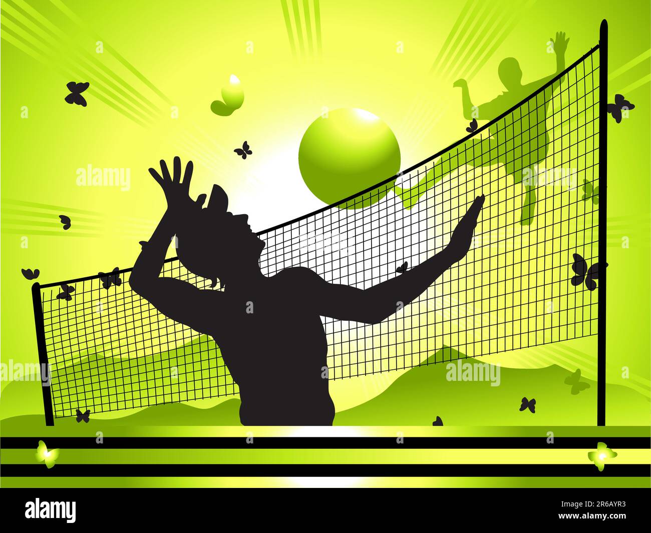Landscape, nature, people play volleyball Stock Vector Image & Art - Alamy