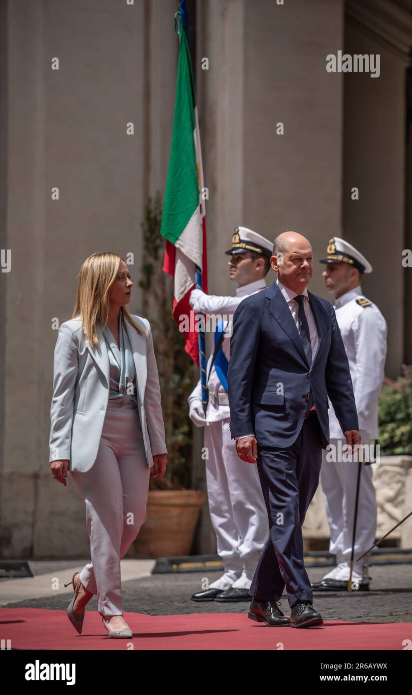 Rom, Italy. 08th June, 2023. German Chancellor Olaf Scholz (SPD), is ...