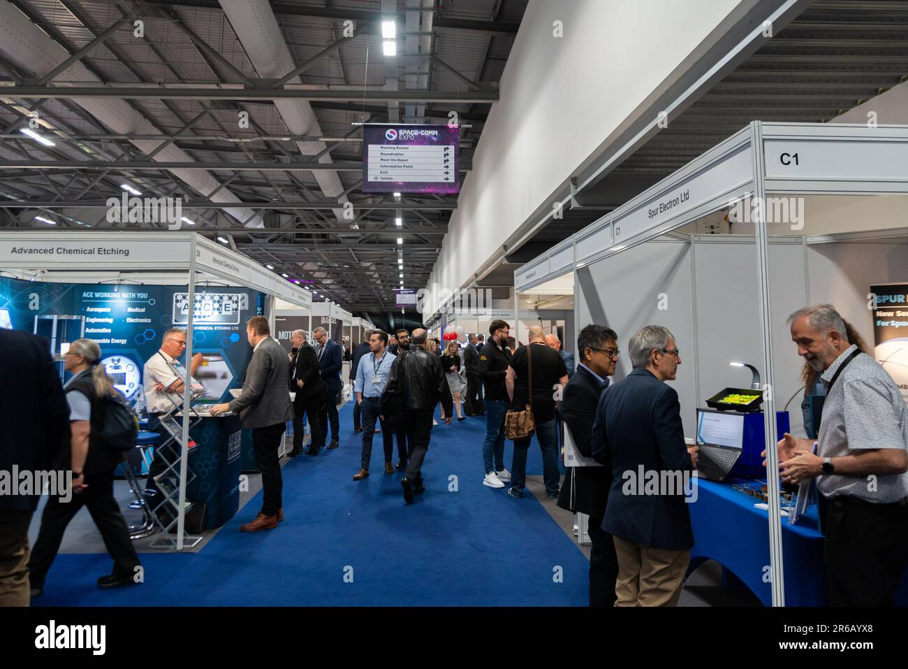 Stands at Space-Comm Expo 2023 space technology event in the ...