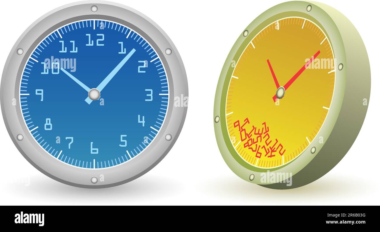Modern clock on red Stock Vector Images - Alamy