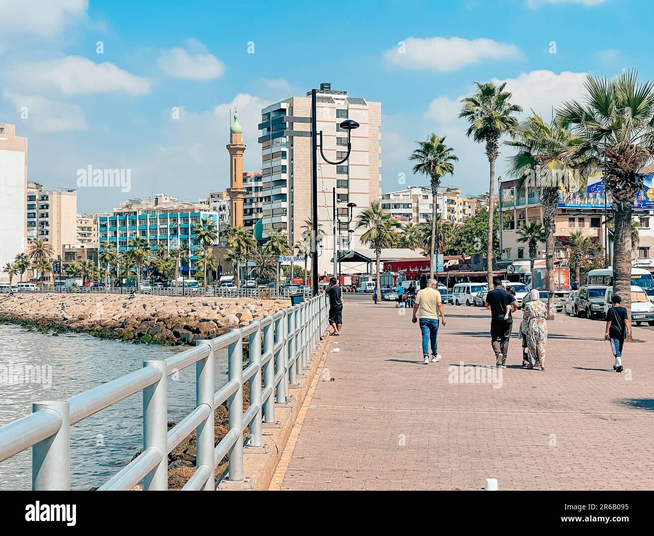 The city of Sidon in Lebanon. Sidon Sea - Saida corniche and building ...