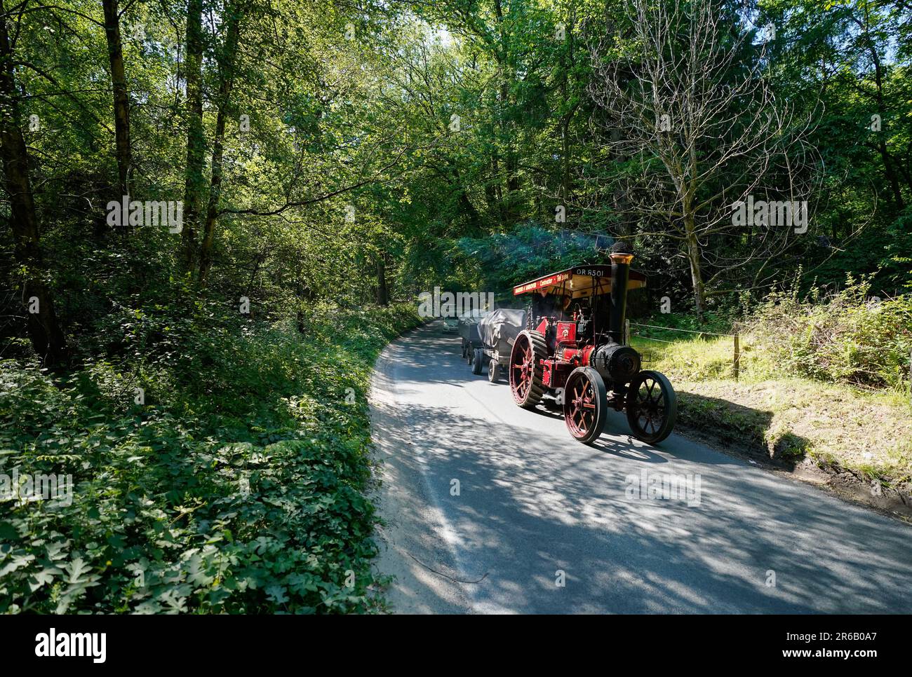 The Ruston Proctor Tractor 52453, 'The Lincoln Imp', is driven towards ...