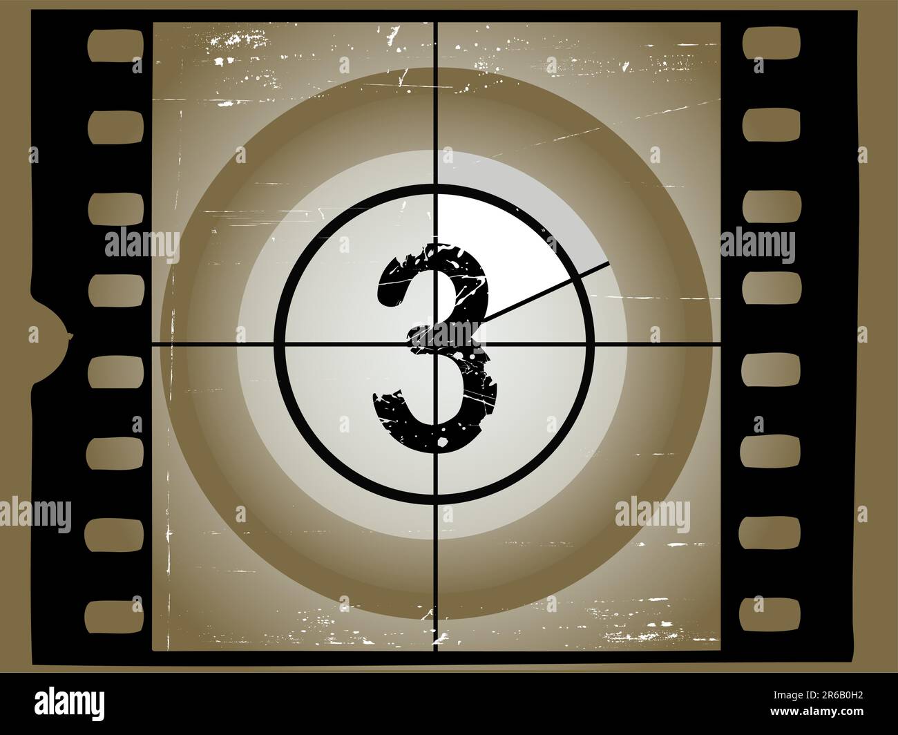 Old Scratched Film Countdown at No 3 Stock Vector Image & Art - Alamy