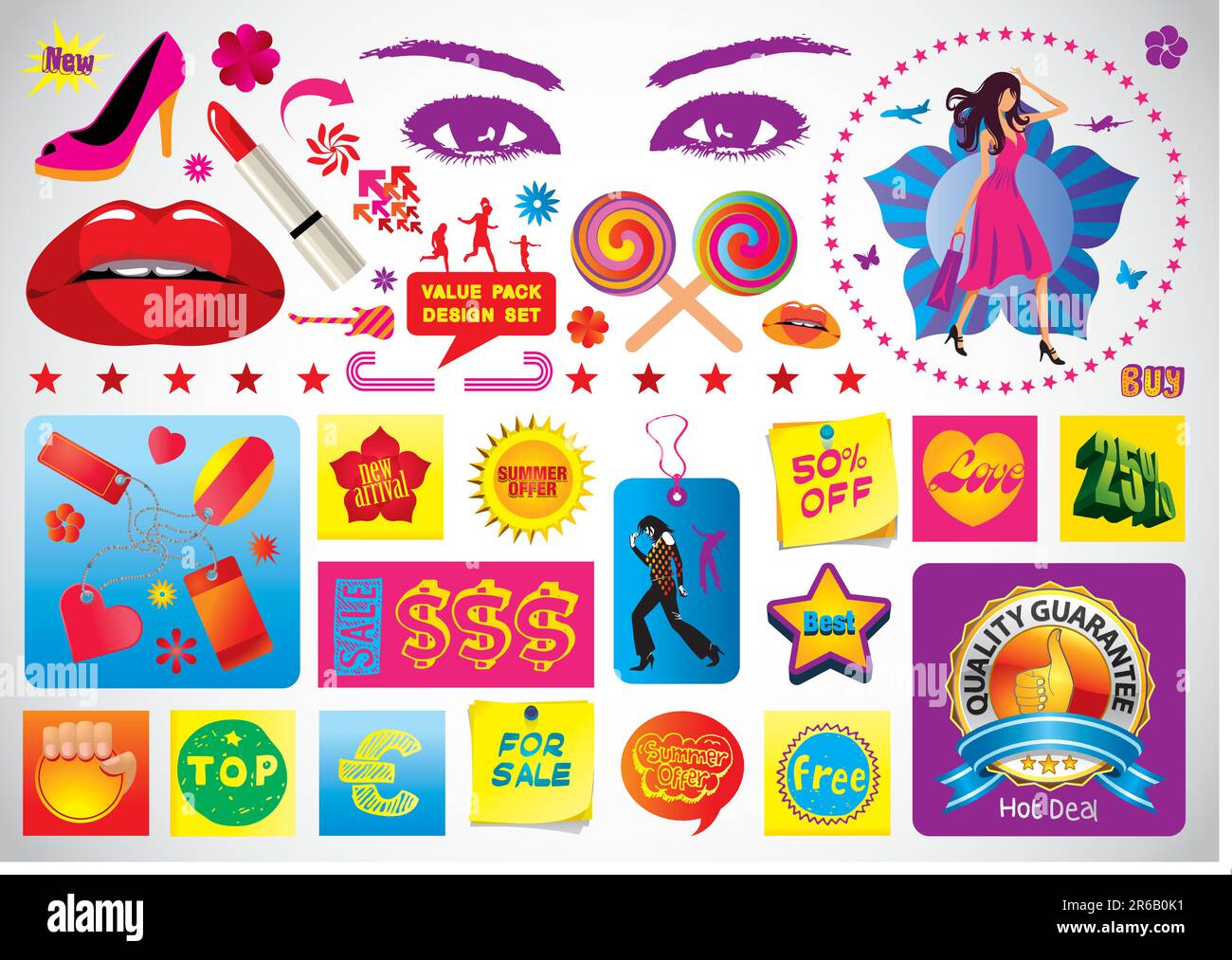 Vector collection of many shopping graphics, more shopping ...