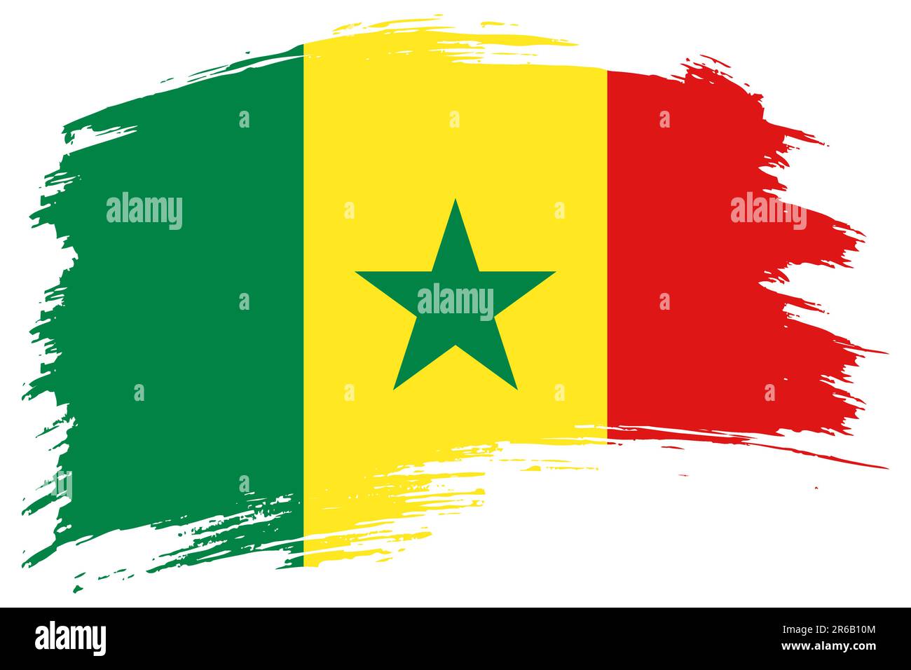Senegal brush stroke flag vector background. Hand drawn grunge style ...