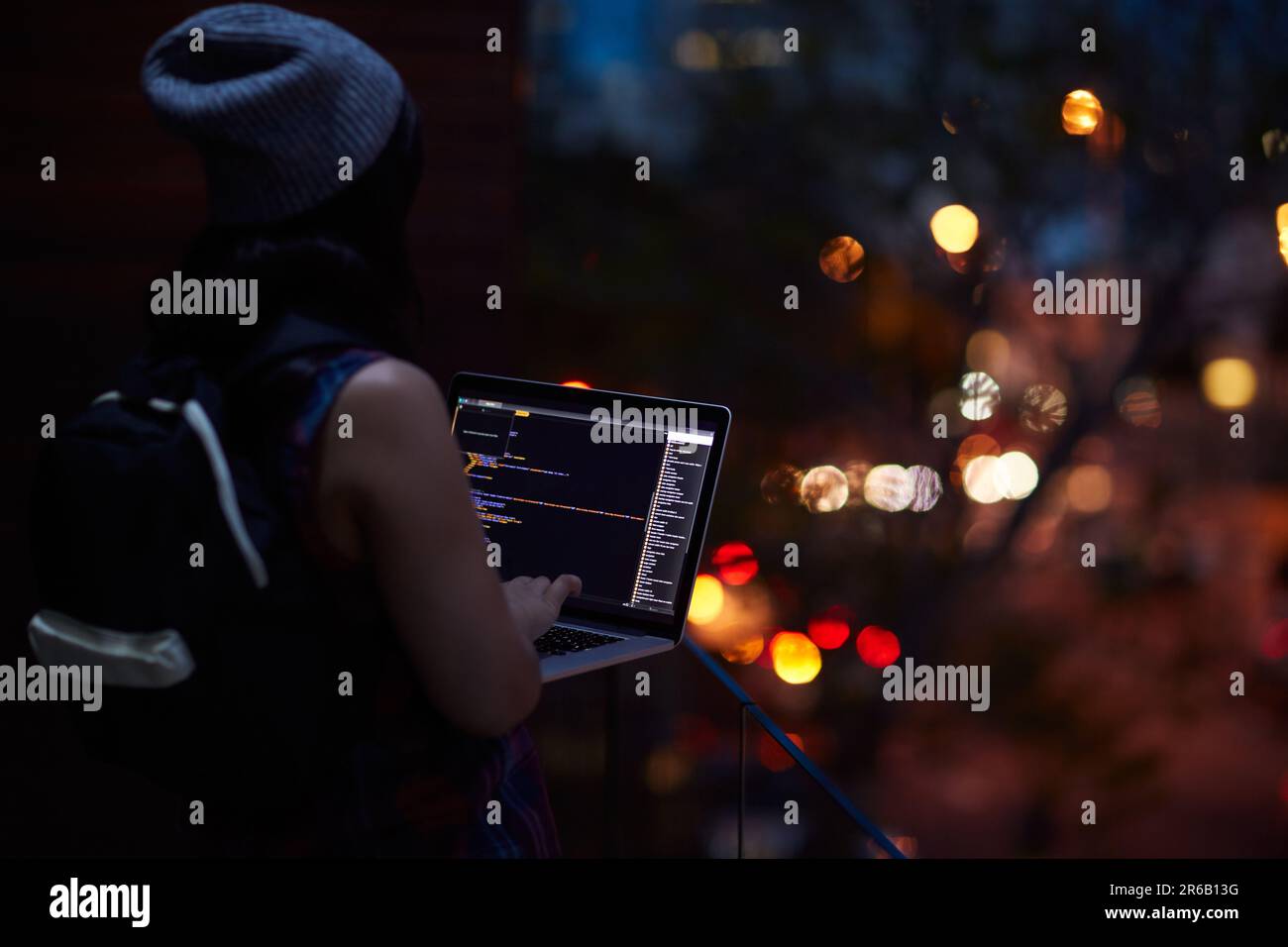 Hacker, phishing and programming with person and laptop for ransomware ...