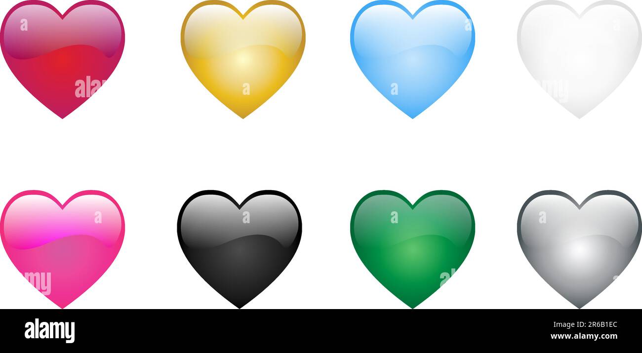 Set of 8 colored hearts Stock Vector Image & Art - Alamy