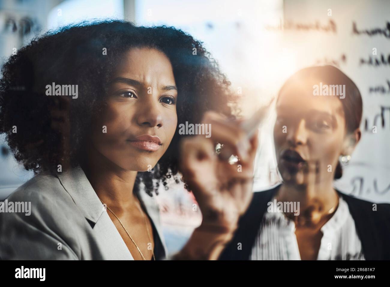 Writing, solution and serious woman in business for planning schedule ...