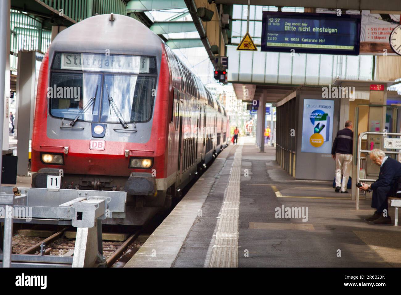 Lion, France - 13.10.2017: train platform, boarding terminal, train and ...