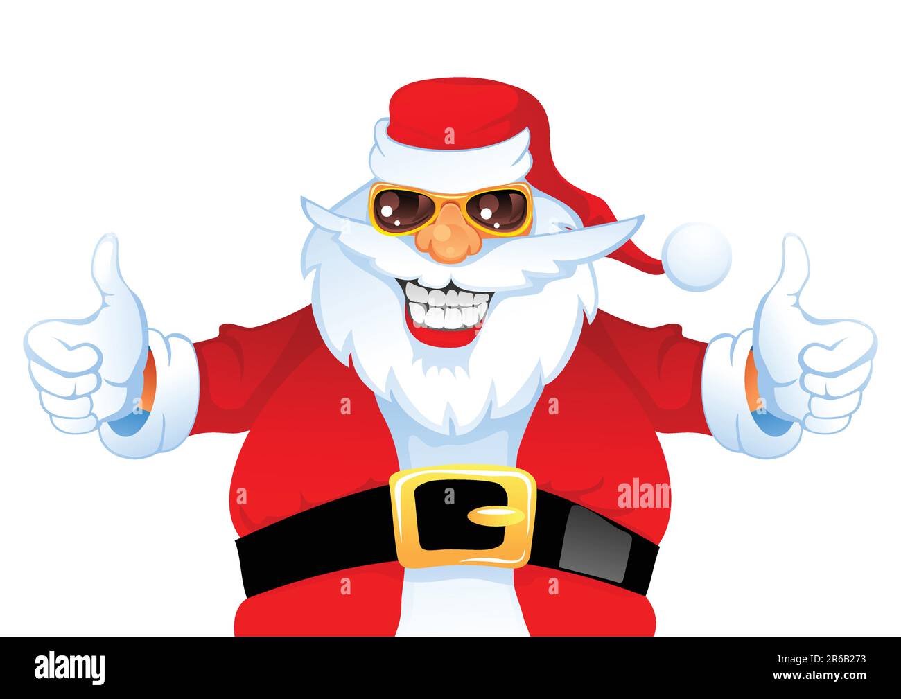 Carton Smiling Santa Claus shows thumbs up, isolated on white Stock ...