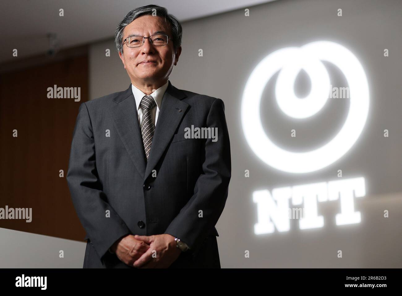 Akira Shimada, President and CEO of NTT( Nippon Telegraph and Telephone Corporation), poses ...