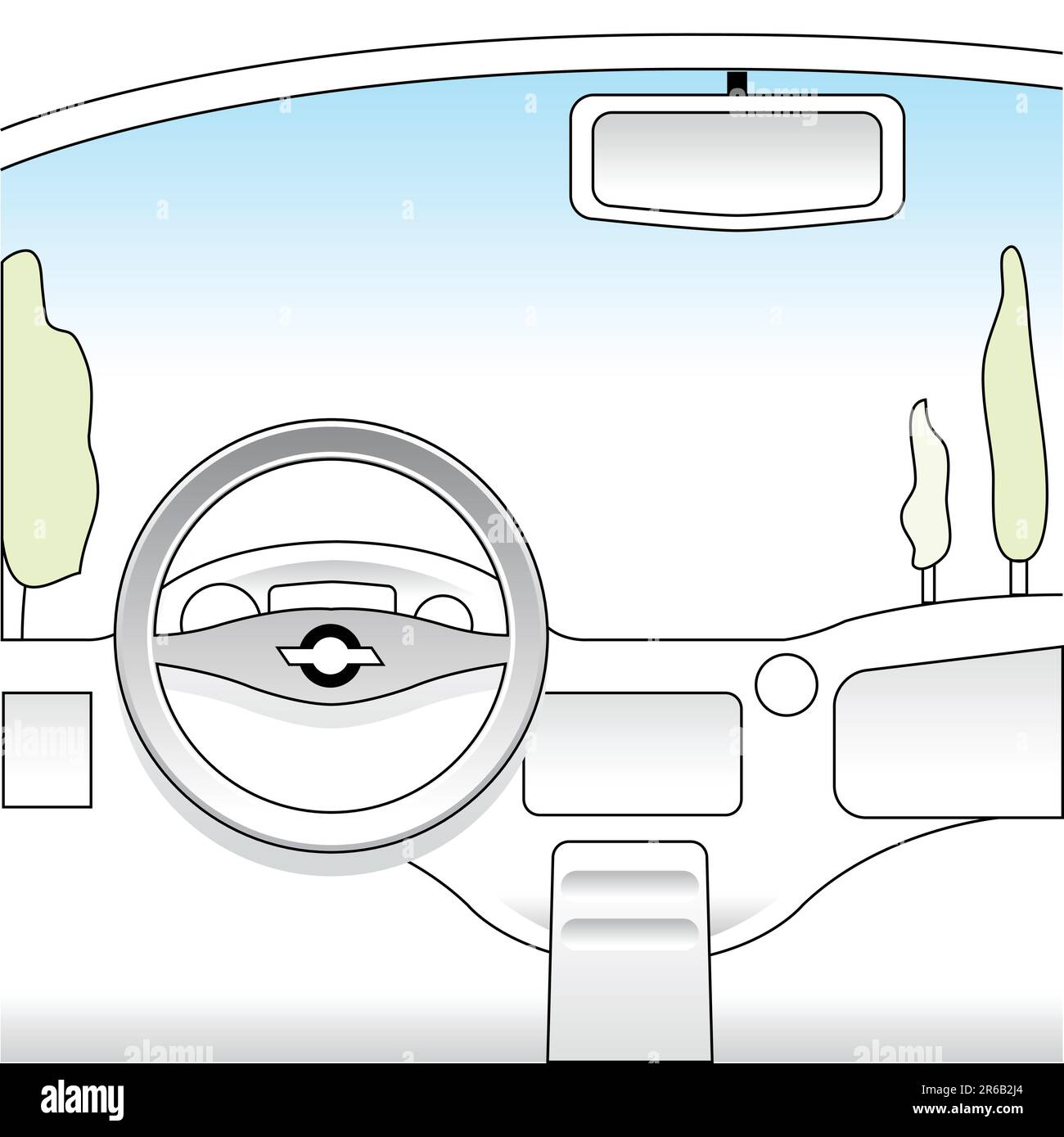 Illustrated car interior for learning to drive and automotive projects ...