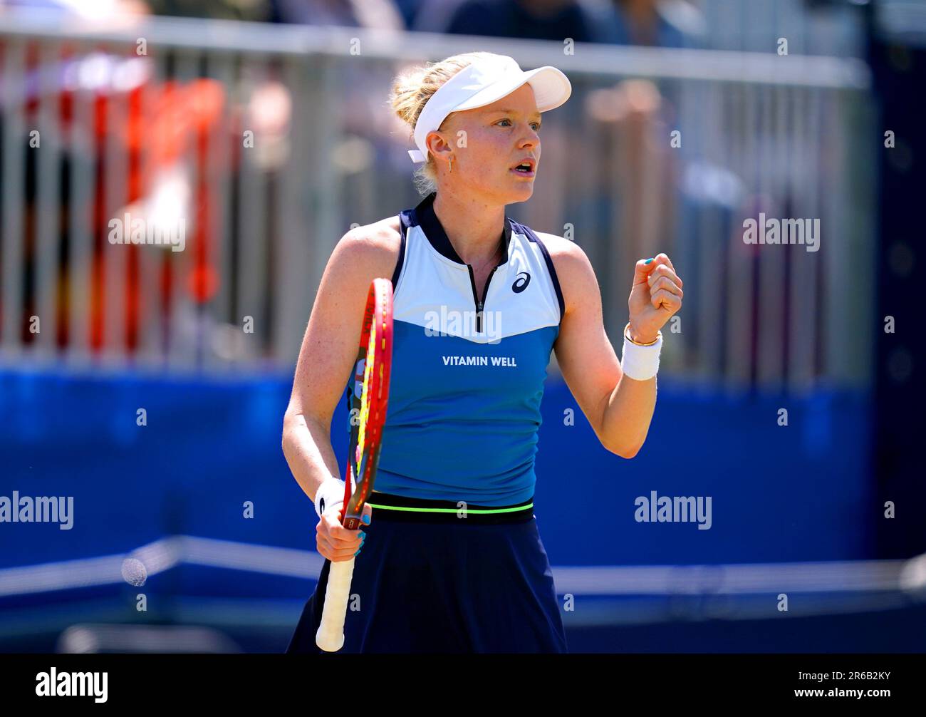 Harriet Dart reacts during her match against Tatjana Maria on day four ...