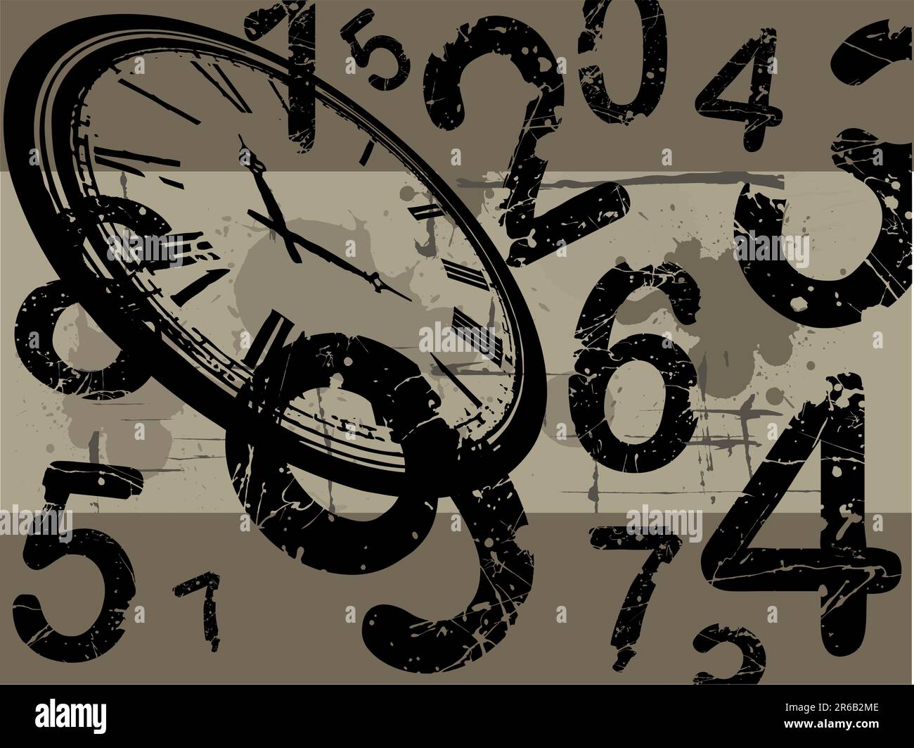 Old clock with number and agrunge background Stock Vector Image & Art ...