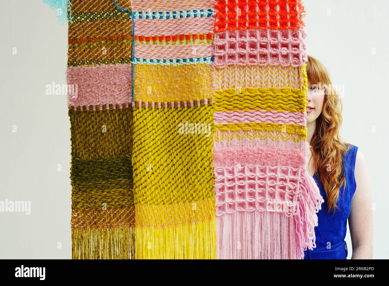 Laura Cross with her textile collection 'Woven Colour' at the National ...