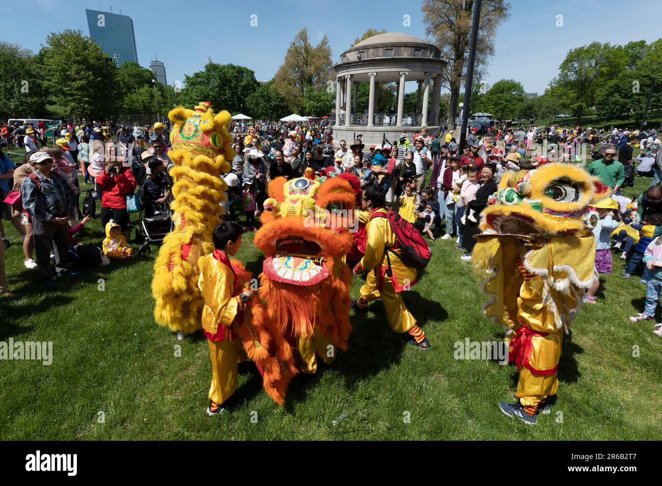 A crowd celebrates Duckling Day parade Boston Common Stock Photo - Alamy