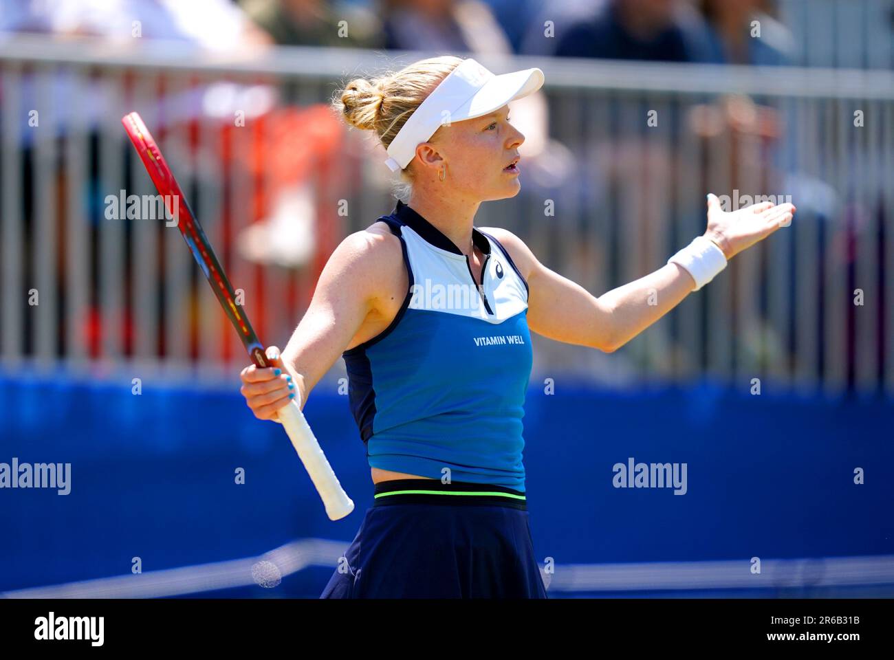 Harriet Dart reacts during her match against Tatjana Maria on day four ...