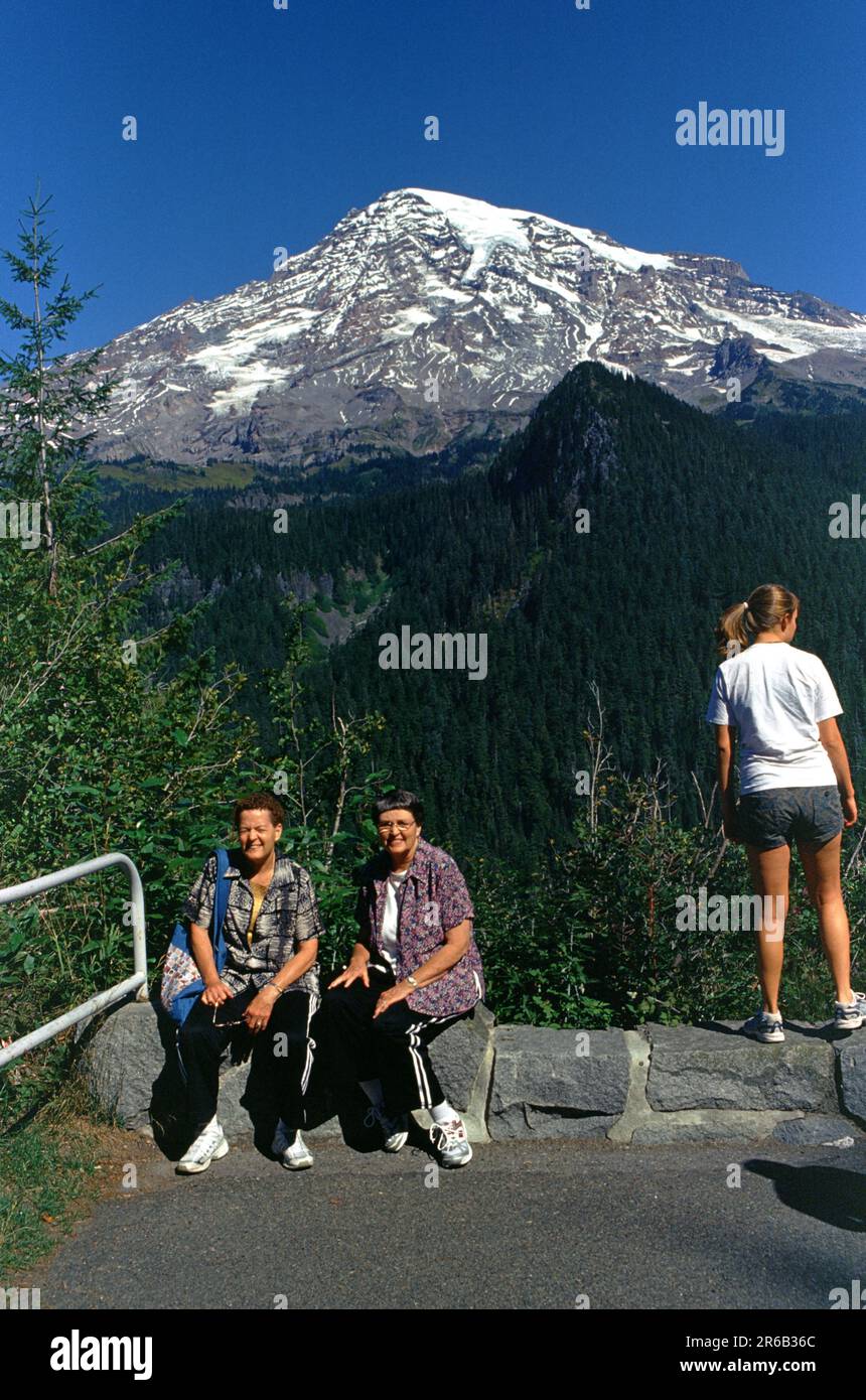 Mt. Rainier National Park, WA USA. Ascending to 14,410 feet above sea ...