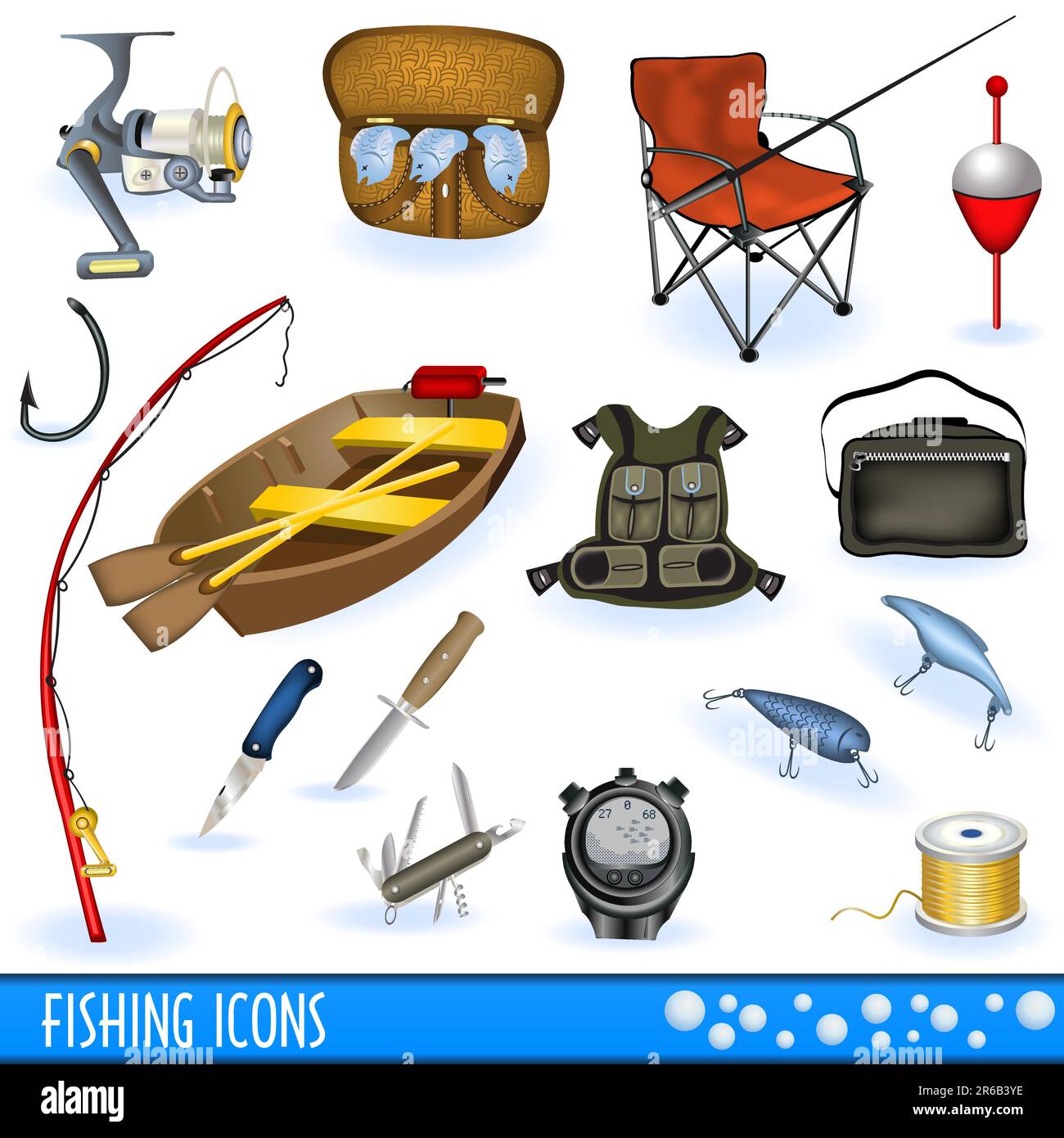Set of different fishing icons Stock Vector Image & Art - Alamy