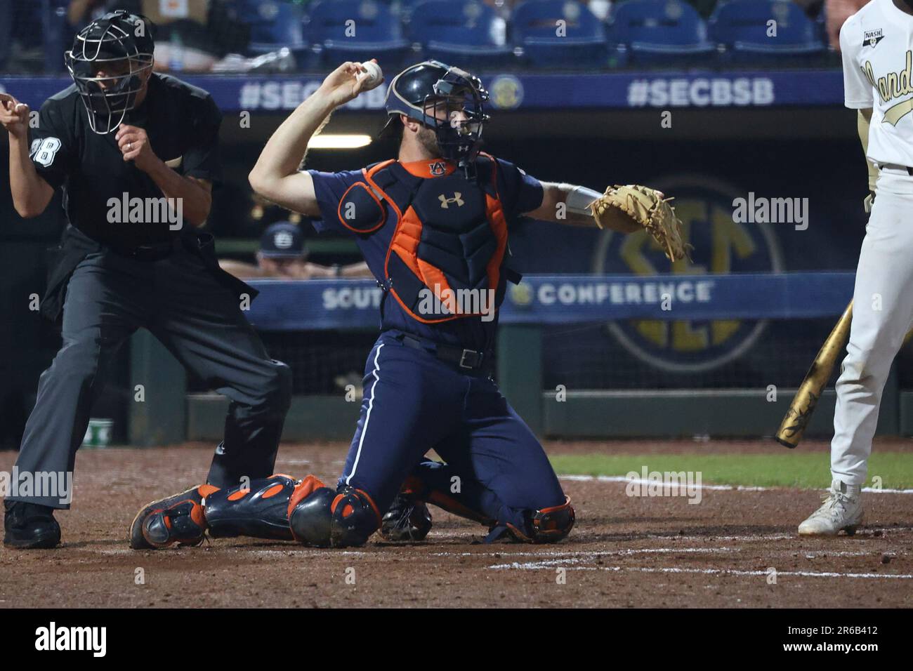 HOOVER, AL - MAY 24: Auburn Tigers catcher Nate LaRue (24) during the 2023 SEC Baseball ...