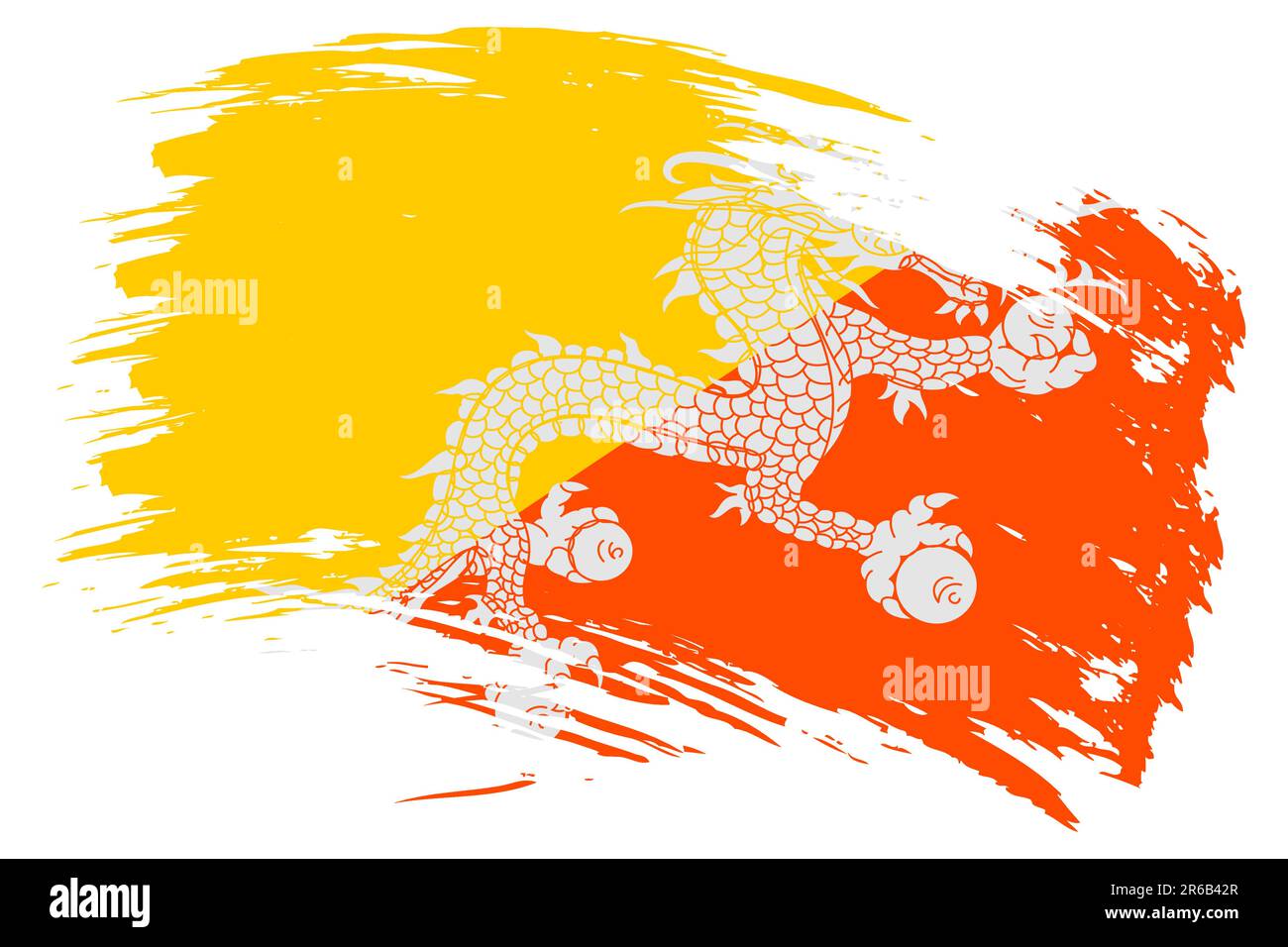 Bhutan brush stroke flag vector background. Hand drawn grunge style ...