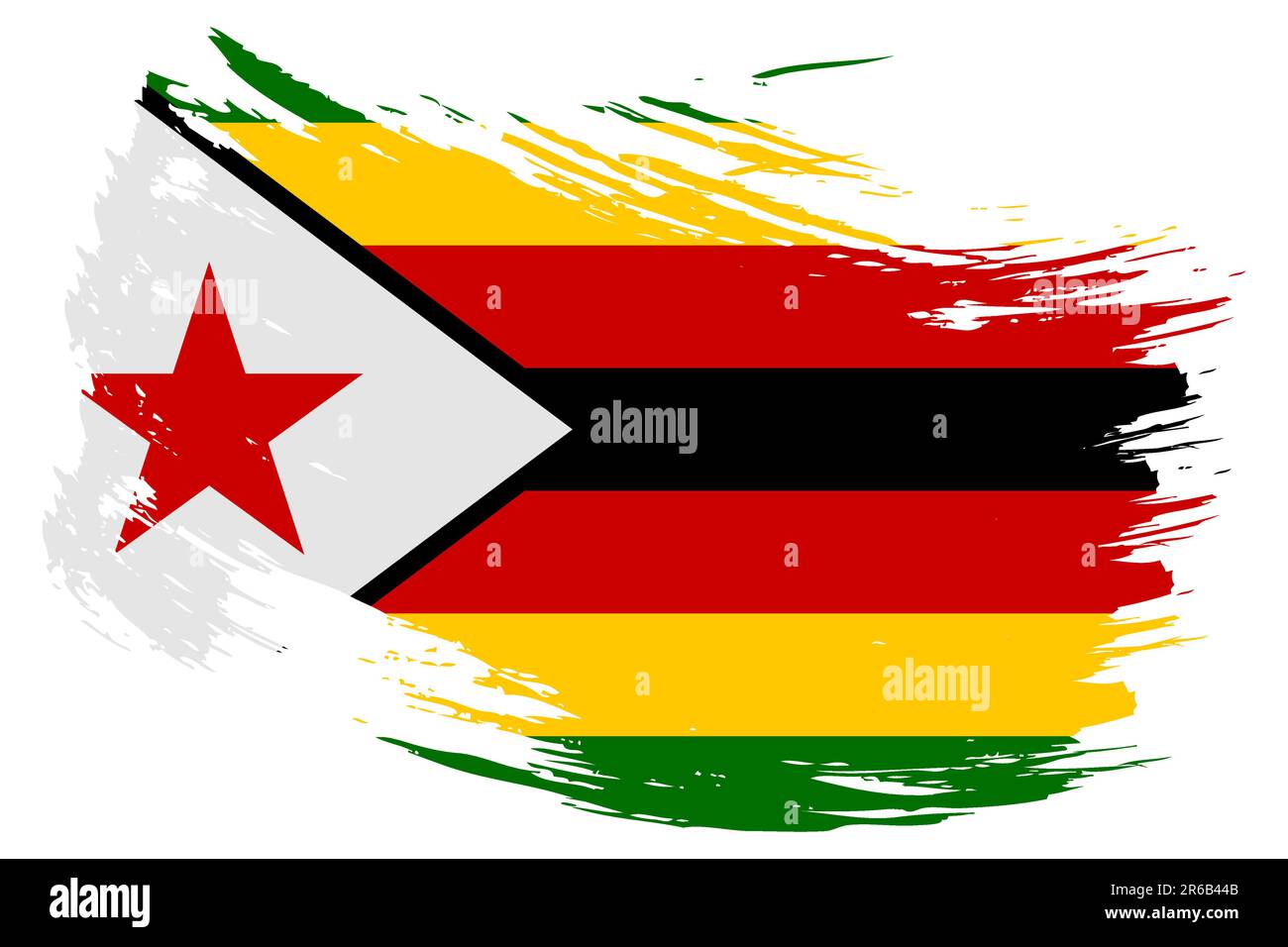 Zimbabwe brush stroke flag vector background. Hand drawn grunge style ...