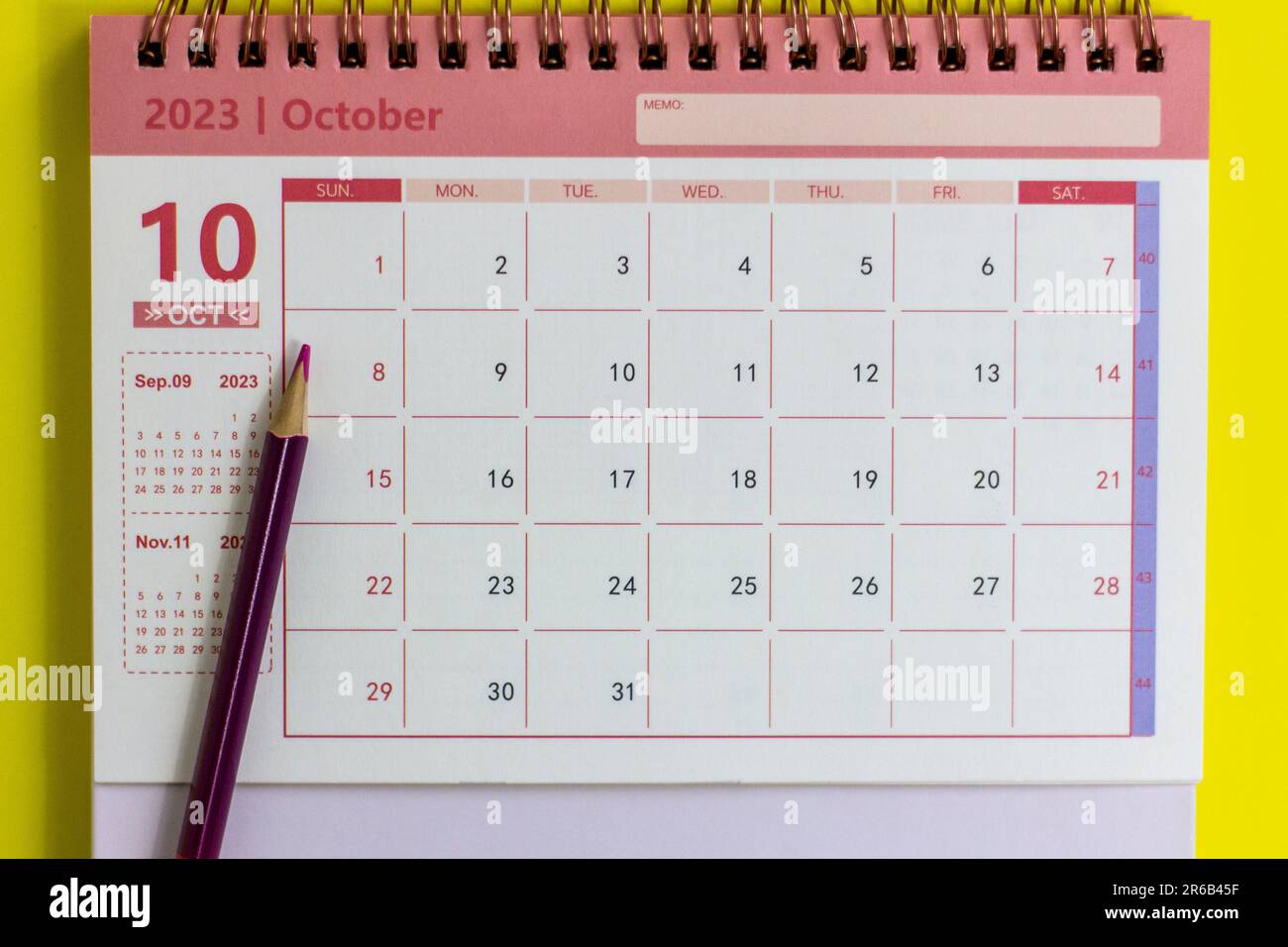 Hello, October.Desktop calendar for planning for October 2023 Stock ...