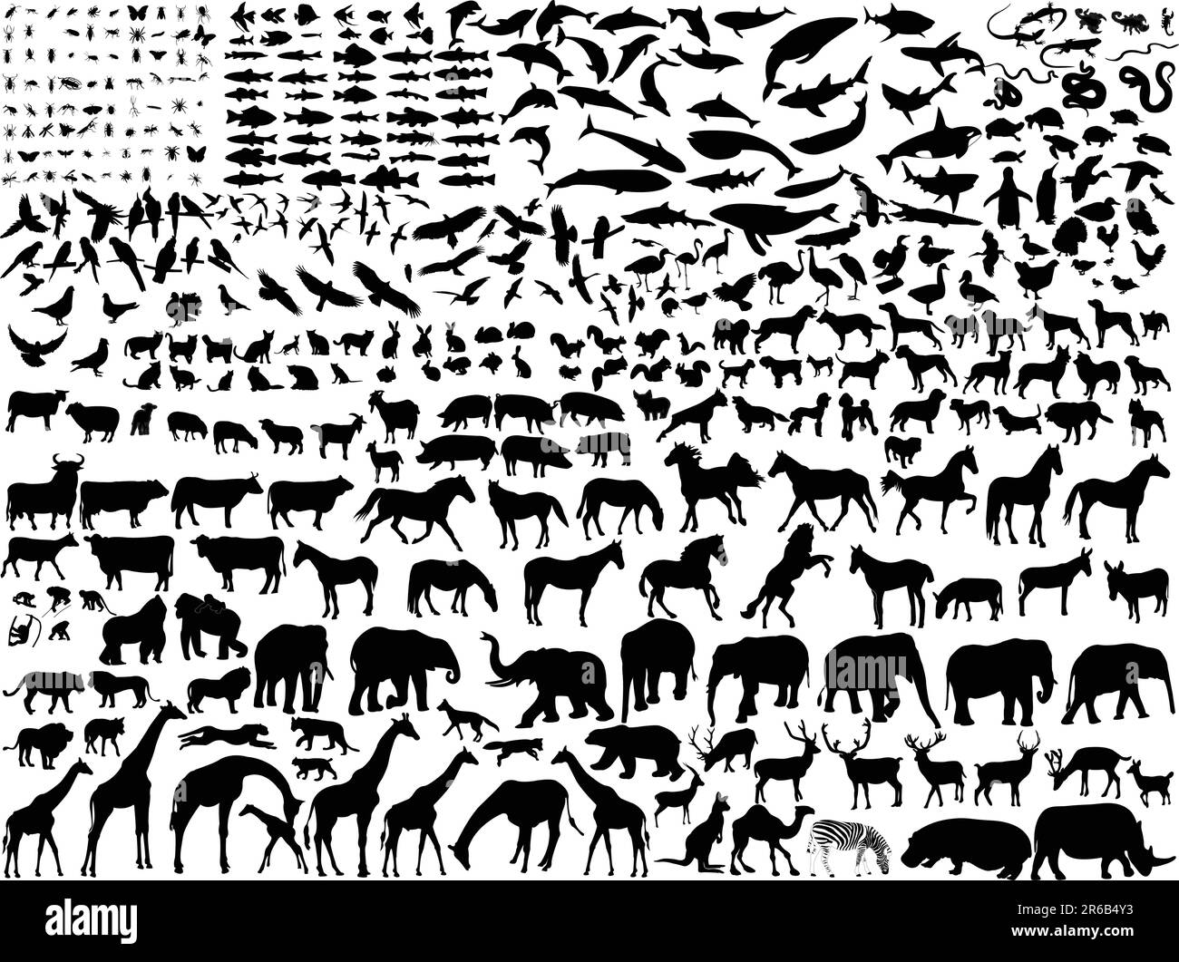 big collection of different animals silhouette - vector Stock Vector ...