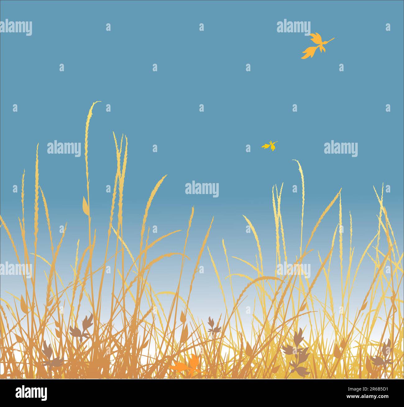 Autumn background. A grass and falling foliage. Vector Stock Vector ...