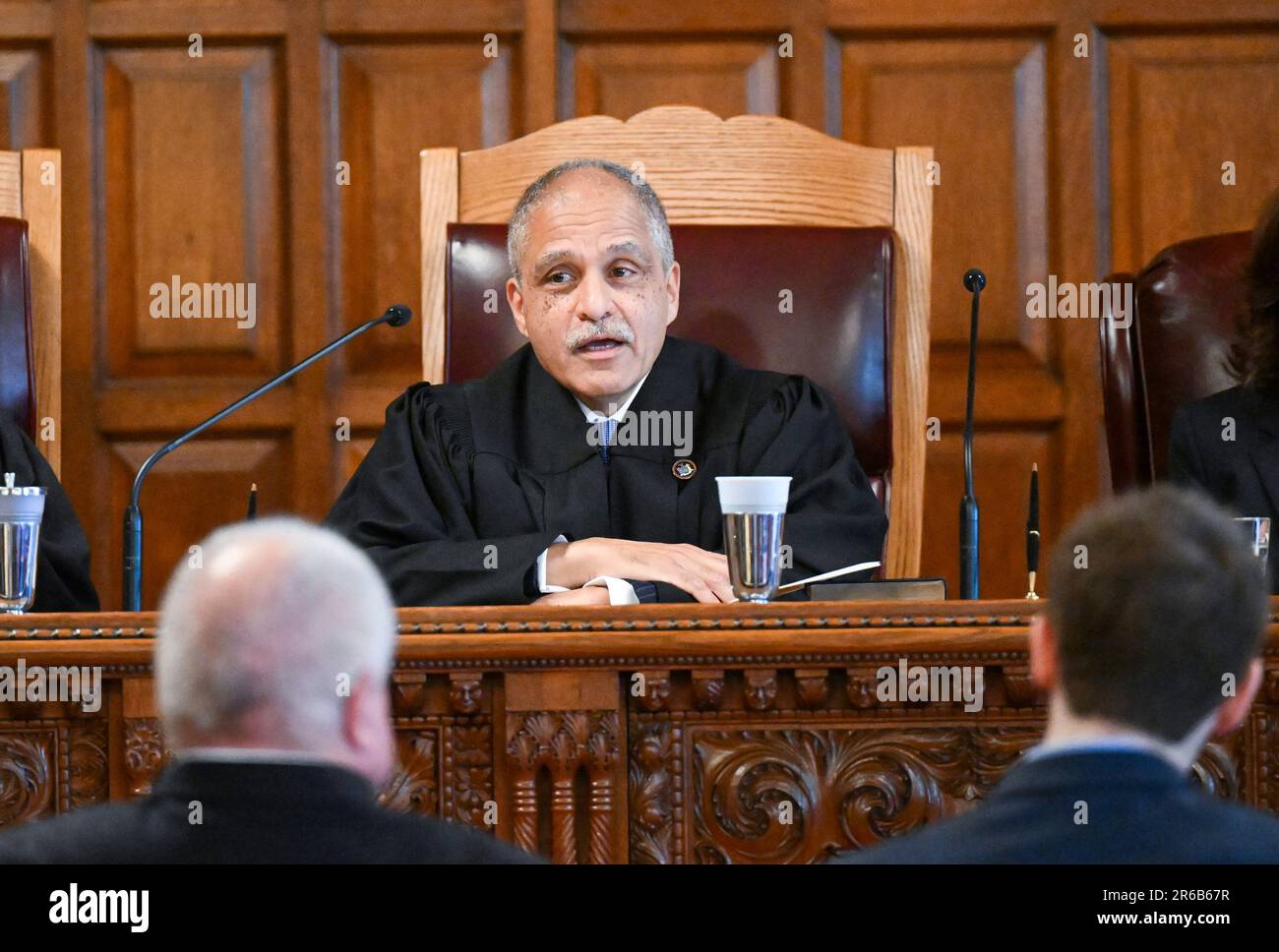 New York state Chief Judge Rowan D. Wilson speaks before administering ...