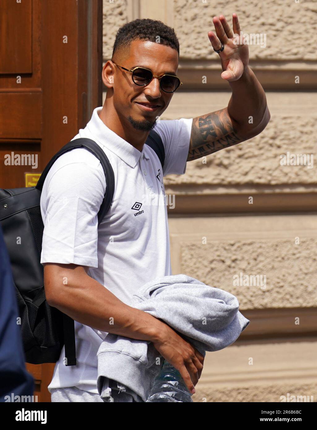 West Ham United's Thilo Kehrer as he leaves the team hotel in Prague ...