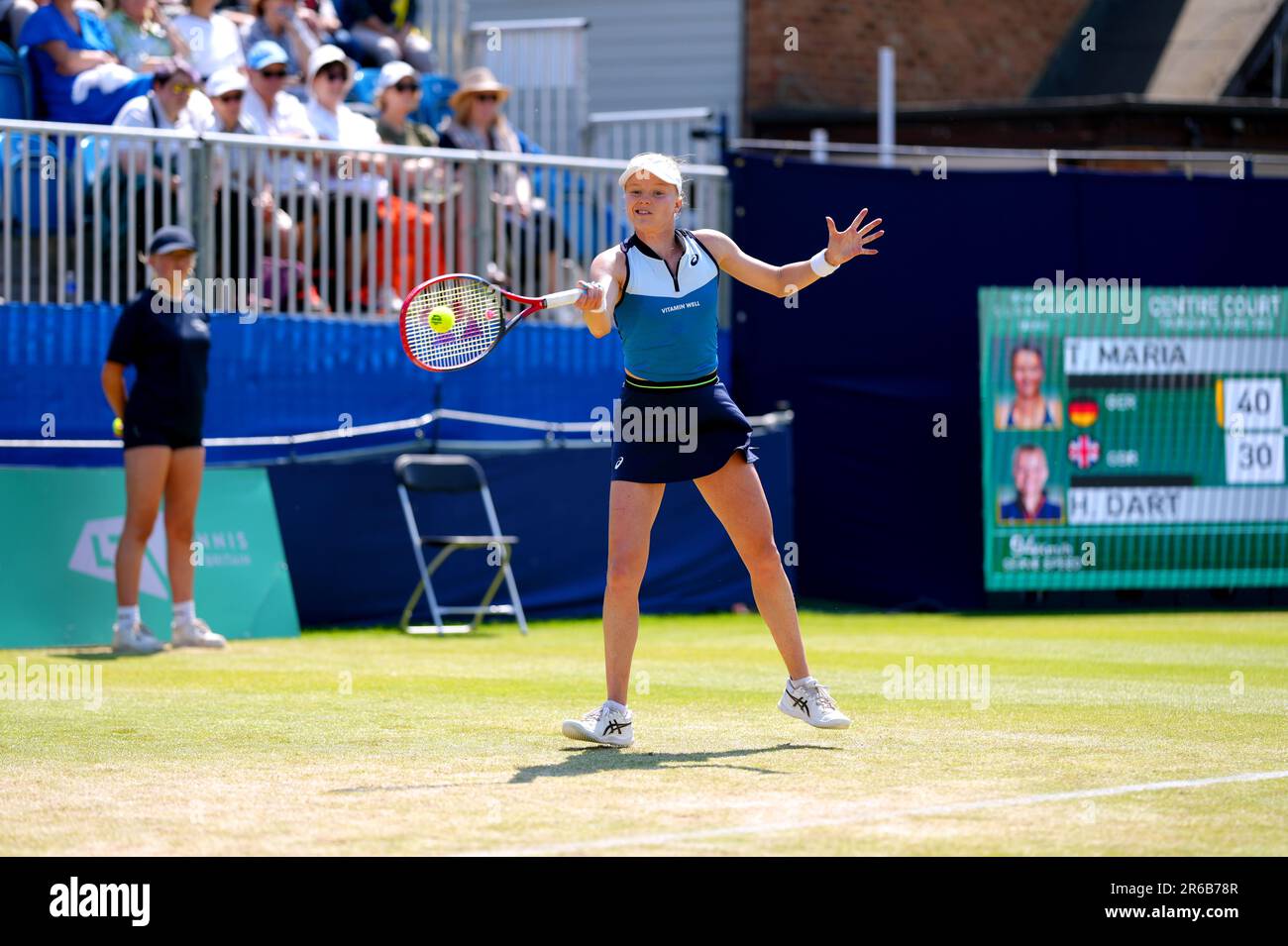 Harriet Dart in action during her match against Tatjana Maria on day ...