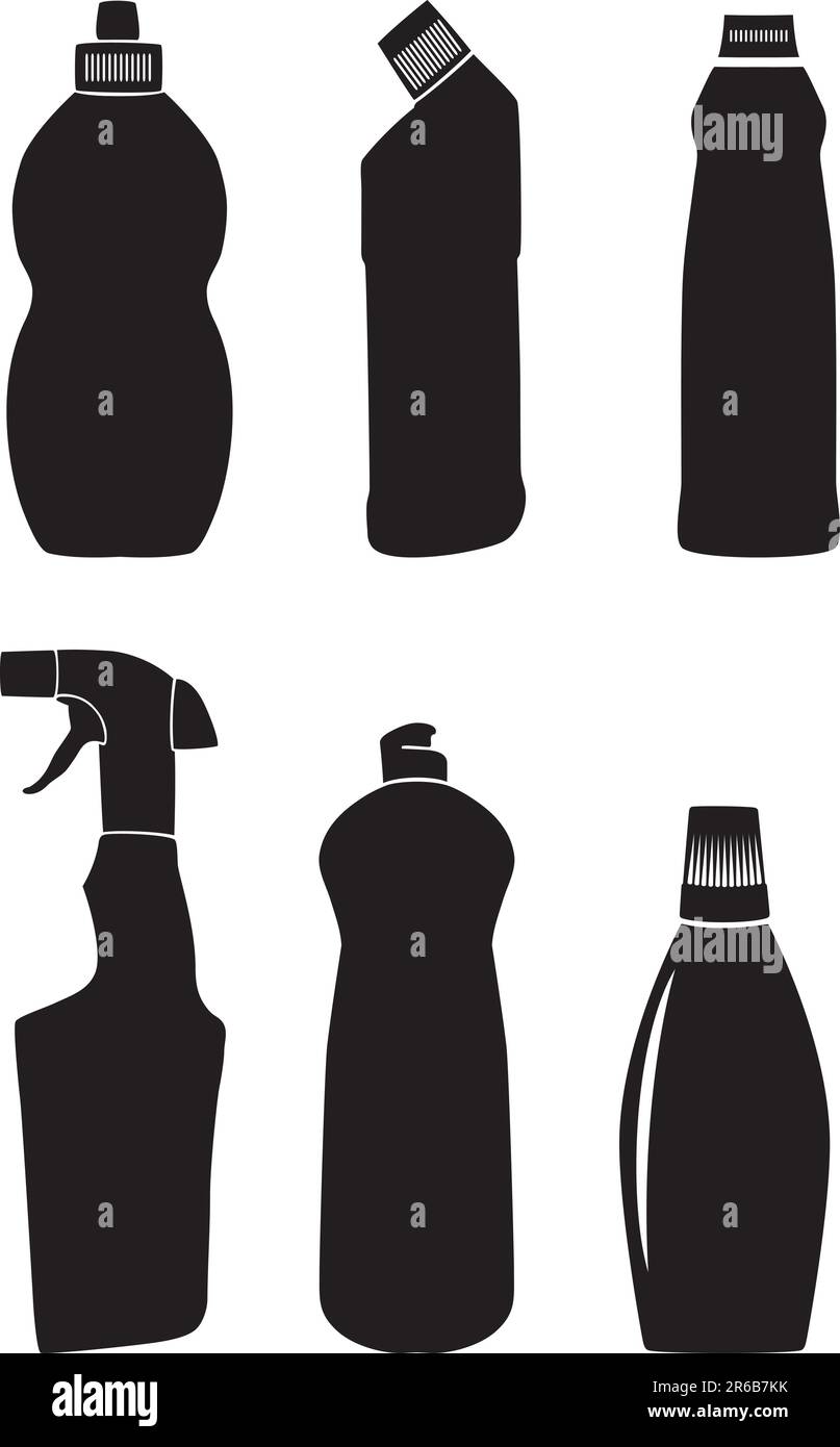 Bottles for washing-up liquids. A vector illustration. It is isolated ...