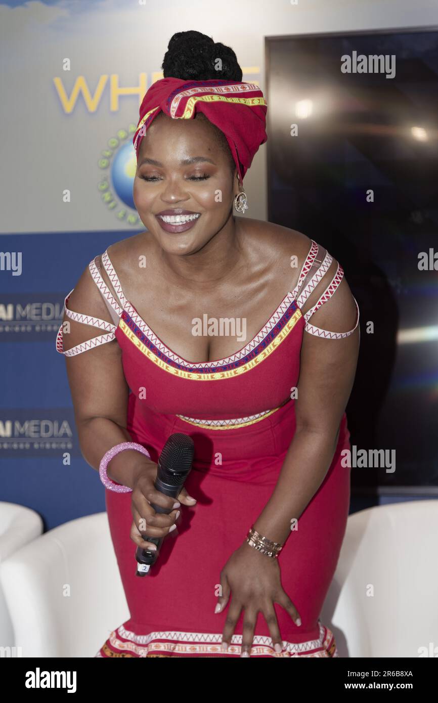 Cannes,France.25th May, 2023. Sihle-Isipho Nontshokweni declaims poetry ...