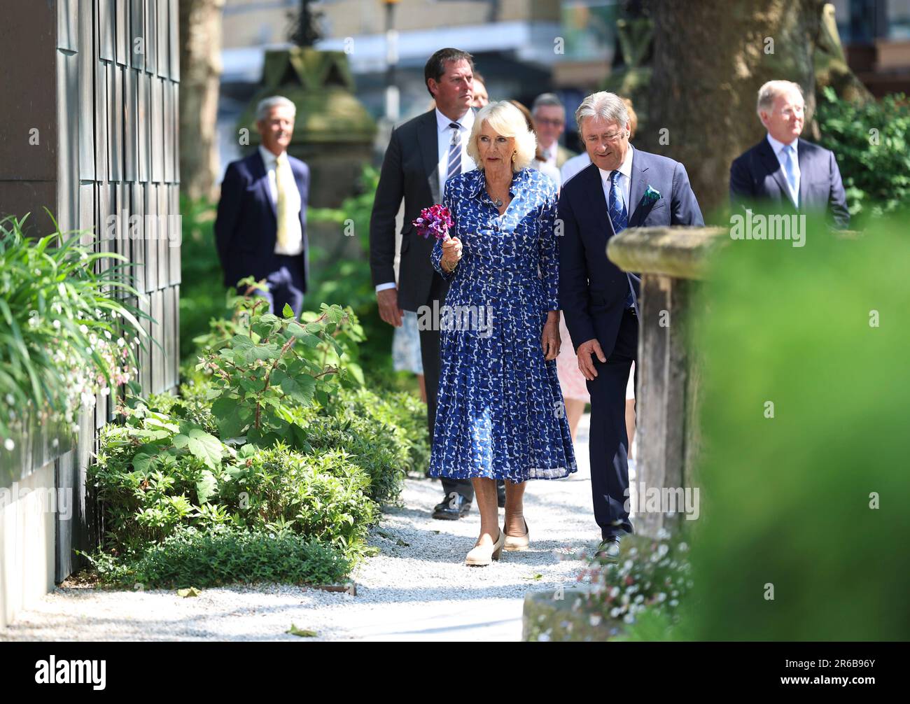 Britain's Queen Camilla during a visit to the Garden Museum in Lambeth ...