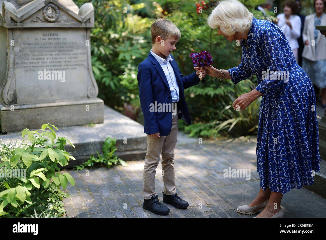 Britain's Queen Camilla during a visit to the Garden Museum in Lambeth ...