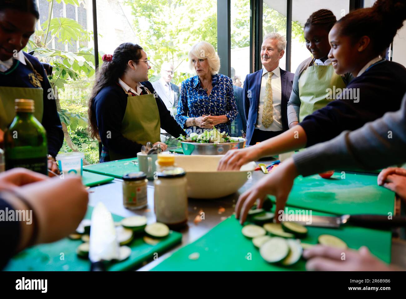 Britain's Queen Camilla during a visit to the Garden Museum in Lambeth ...