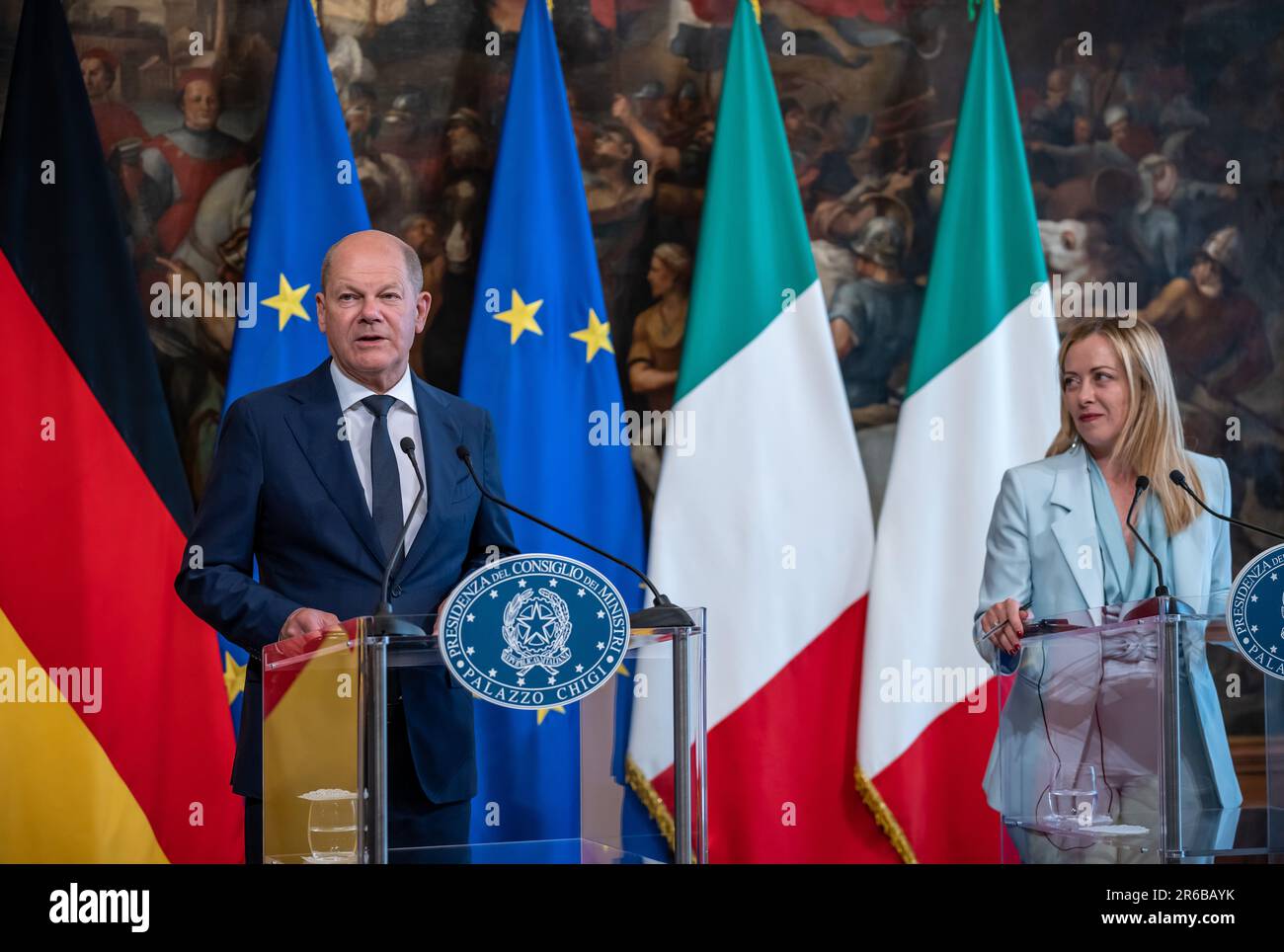 Rom, Italy. 08th June, 2023. German Chancellor Olaf Scholz (SPD ...