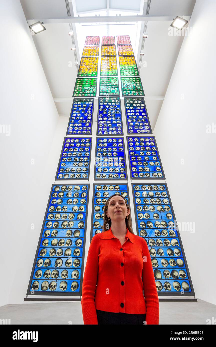 London, UK. 8 June 2023. A staff member with 'Stroud Ossuary', 2023, by ...