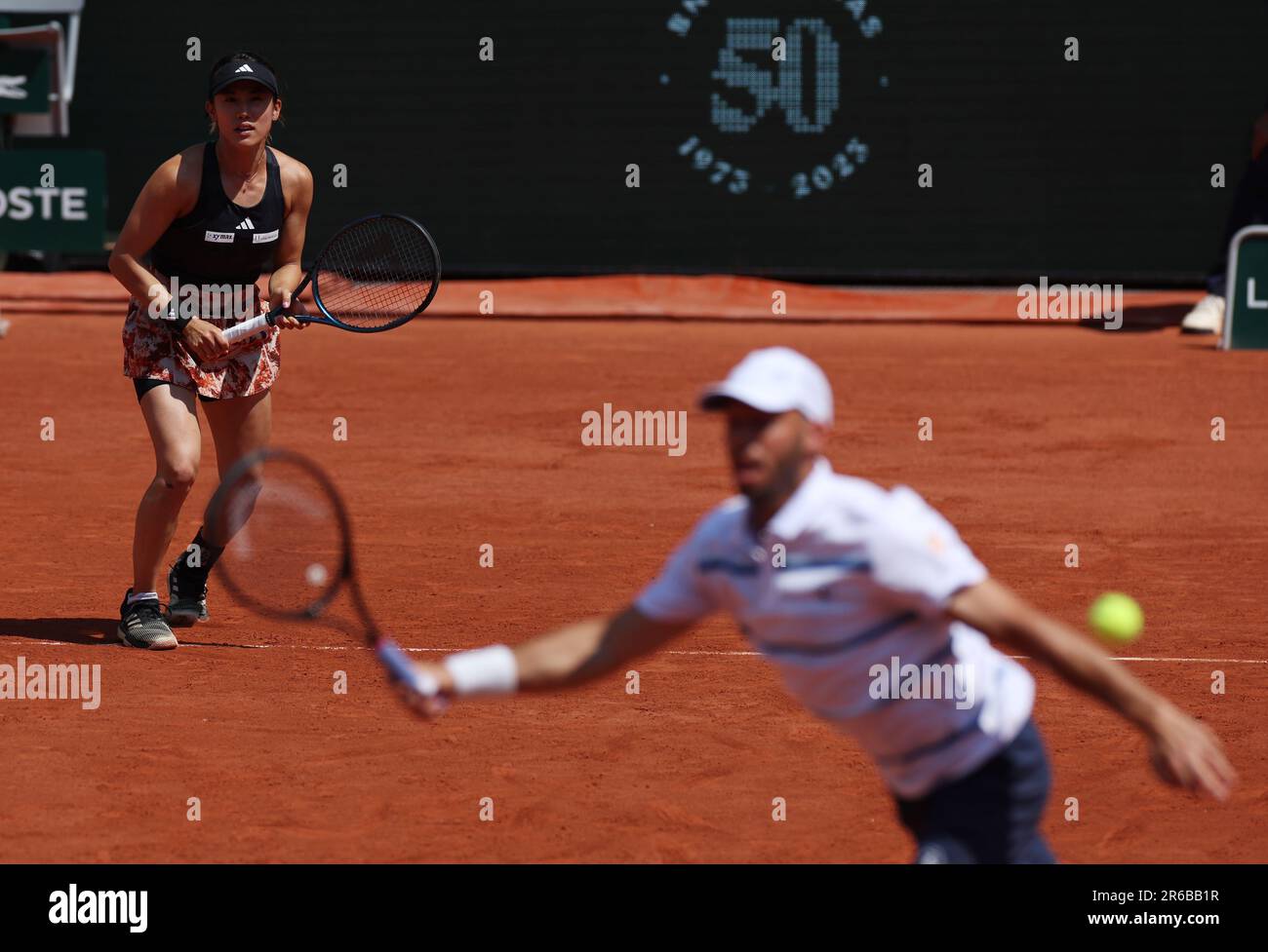 Paris, France. 8th June, 2023. Miyu Kato (L) of Japan/Tim Puetz of ...