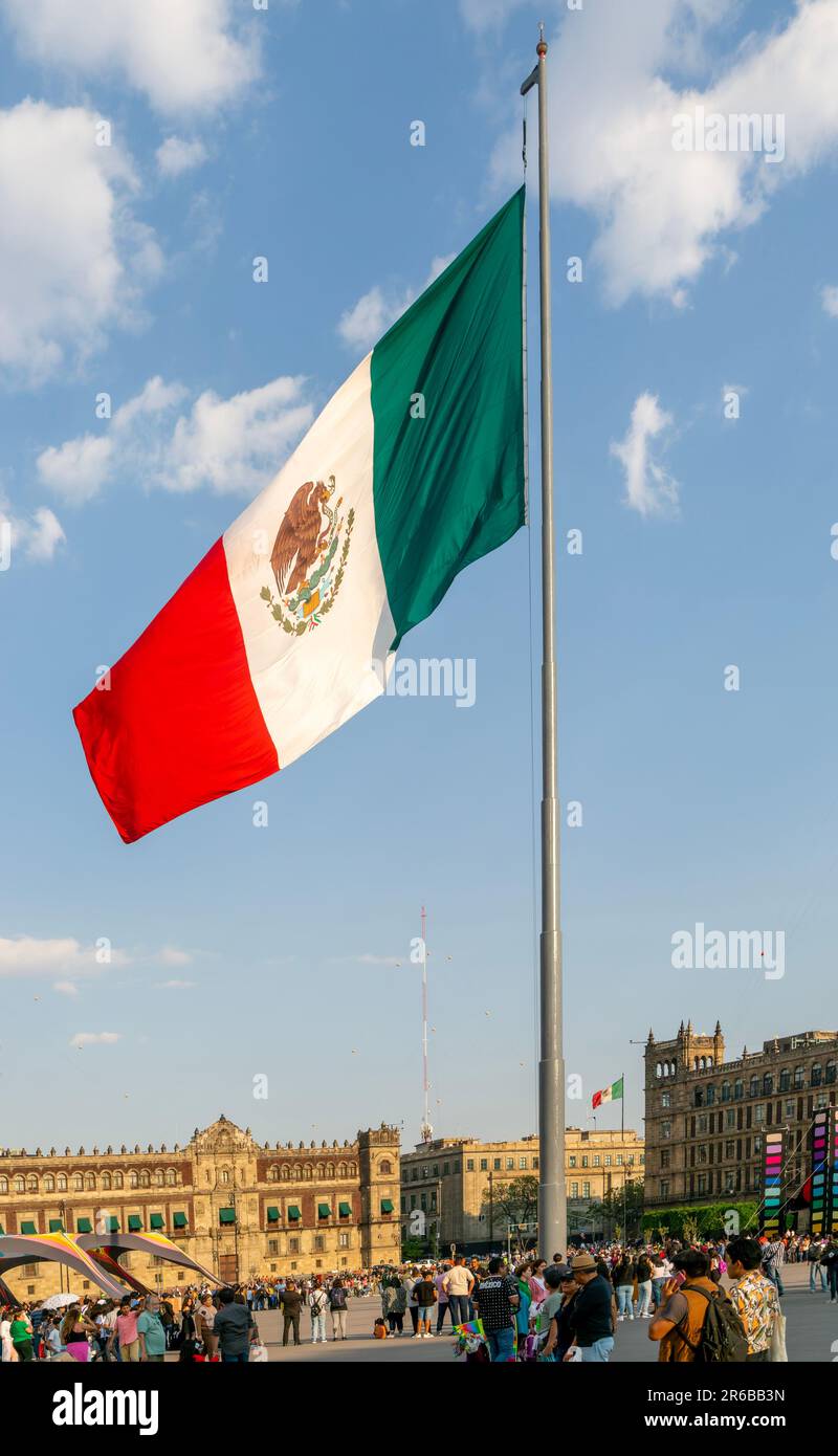 Afternoon flag lowering ceremony, Zocalo, Plaza de la Constitucion ...