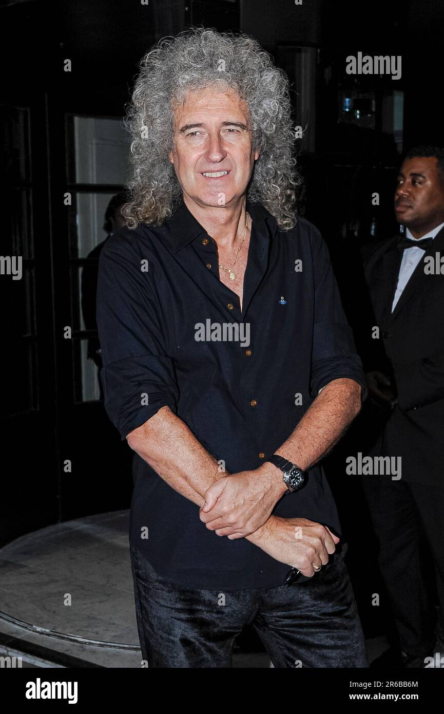 Queen guitarist Brian May greets fans outside a London hotel. Credit ...