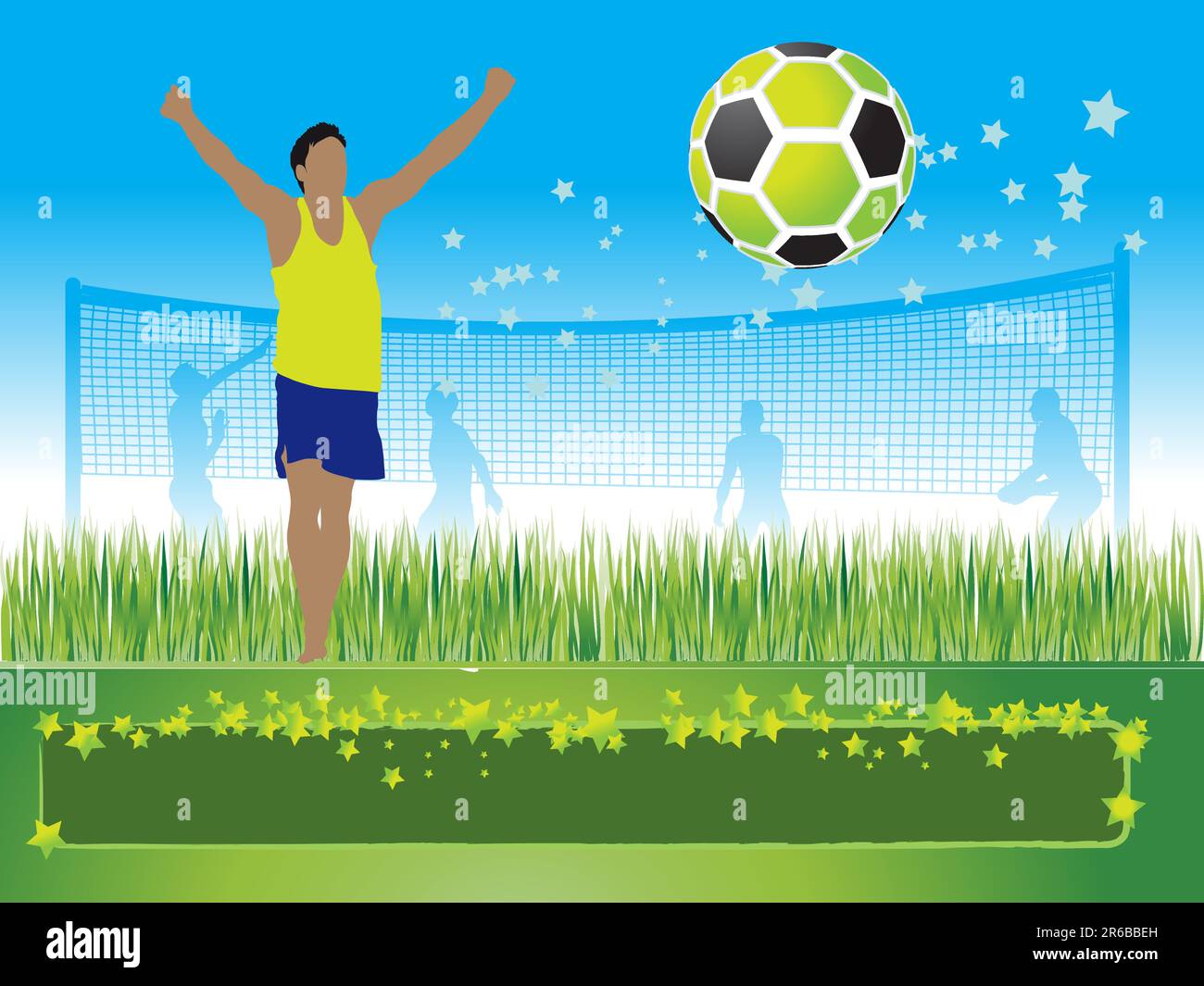 People play on football, summer frame, vector illustration Stock Vector ...