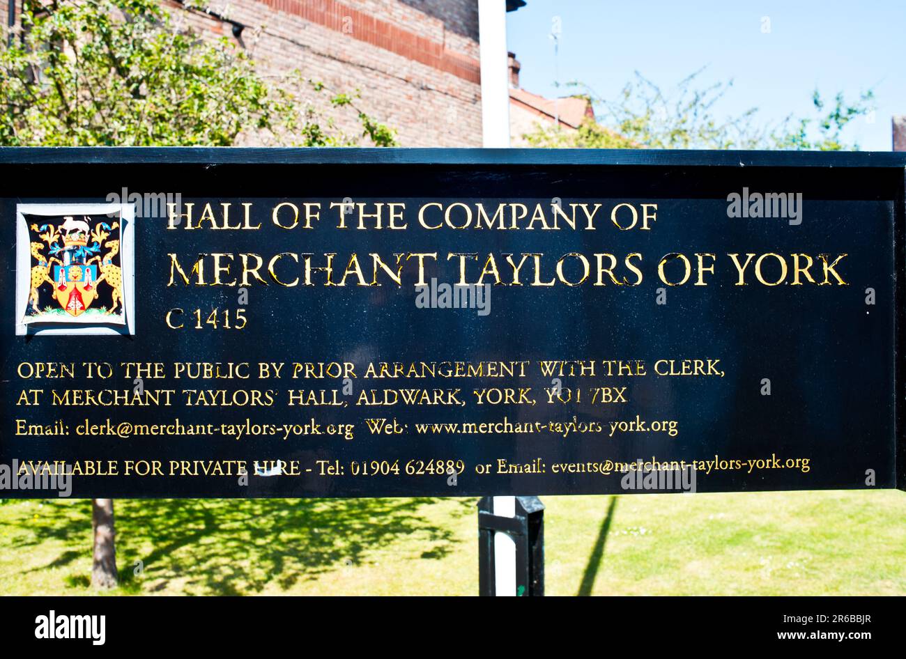 Merchant Taylors Hall Sign, Aldwark, York, Yorkshire, england Stock ...