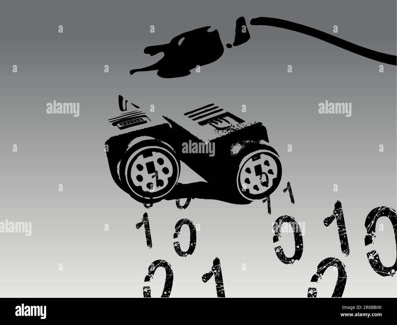 Computer Cable spewing out Binary Numbers (Vector Illustration Stock ...