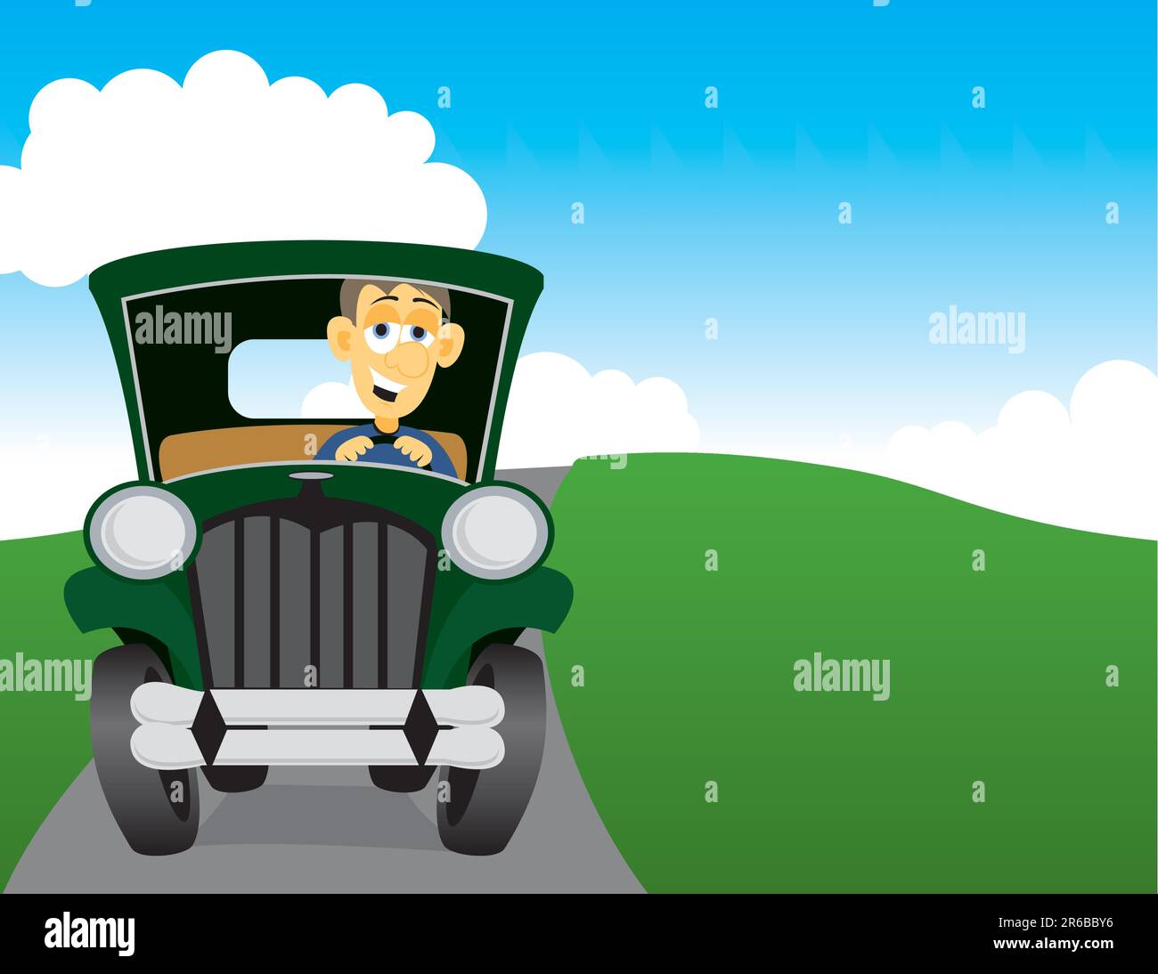 Illustration of a man taking a drive in the country Stock Vector Image ...