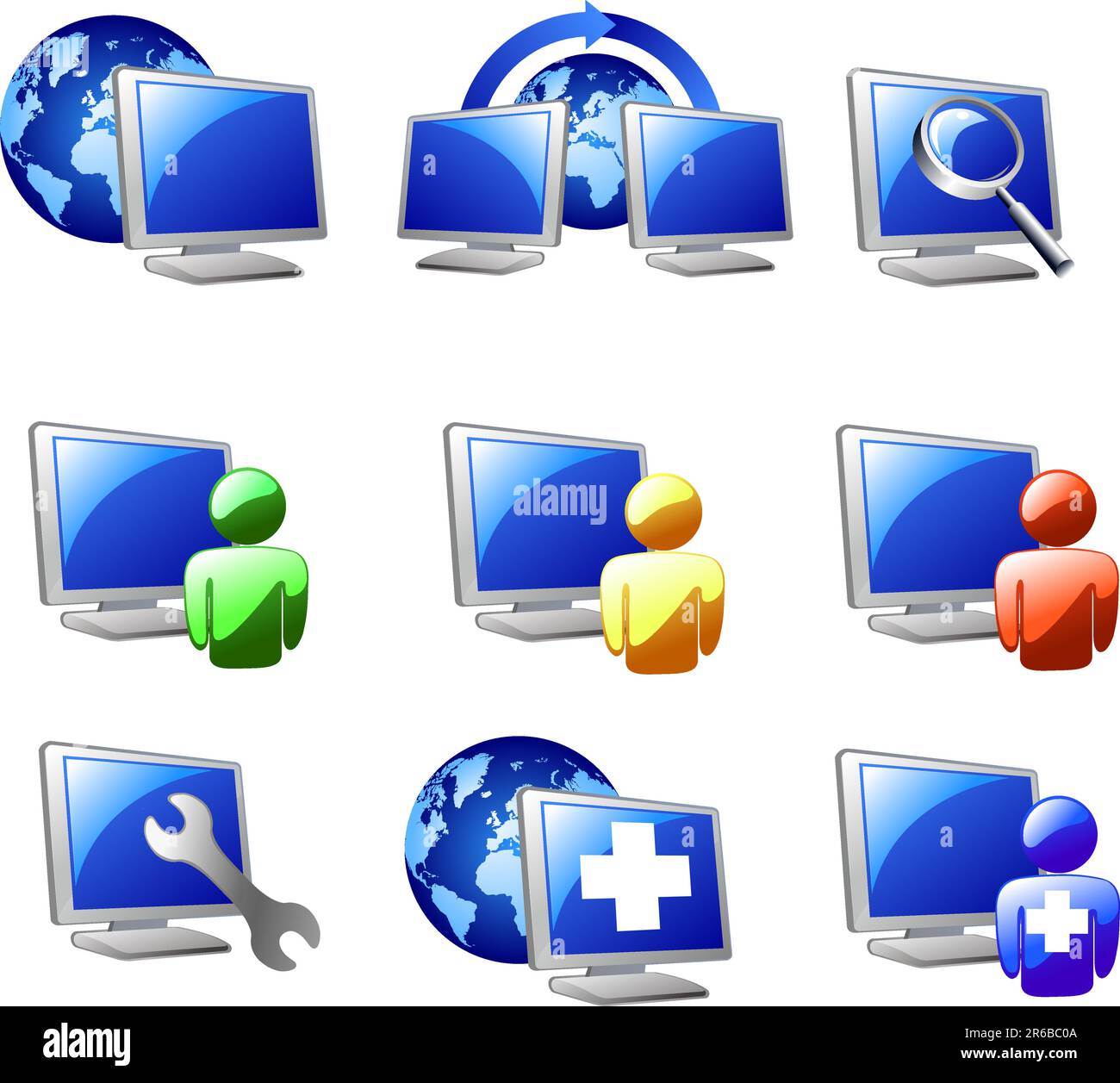blue website and internet icon on white background Stock Vector Image ...
